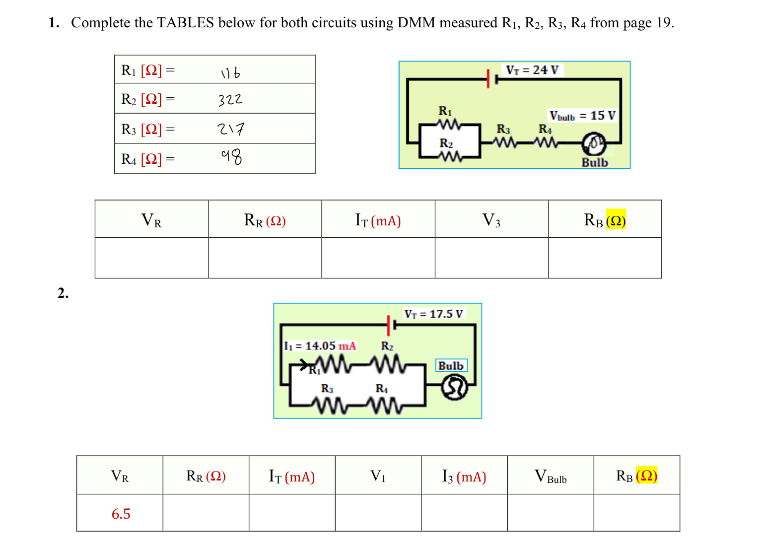 Solved Complete the TABLES below for both circuits using DMM | Chegg.com