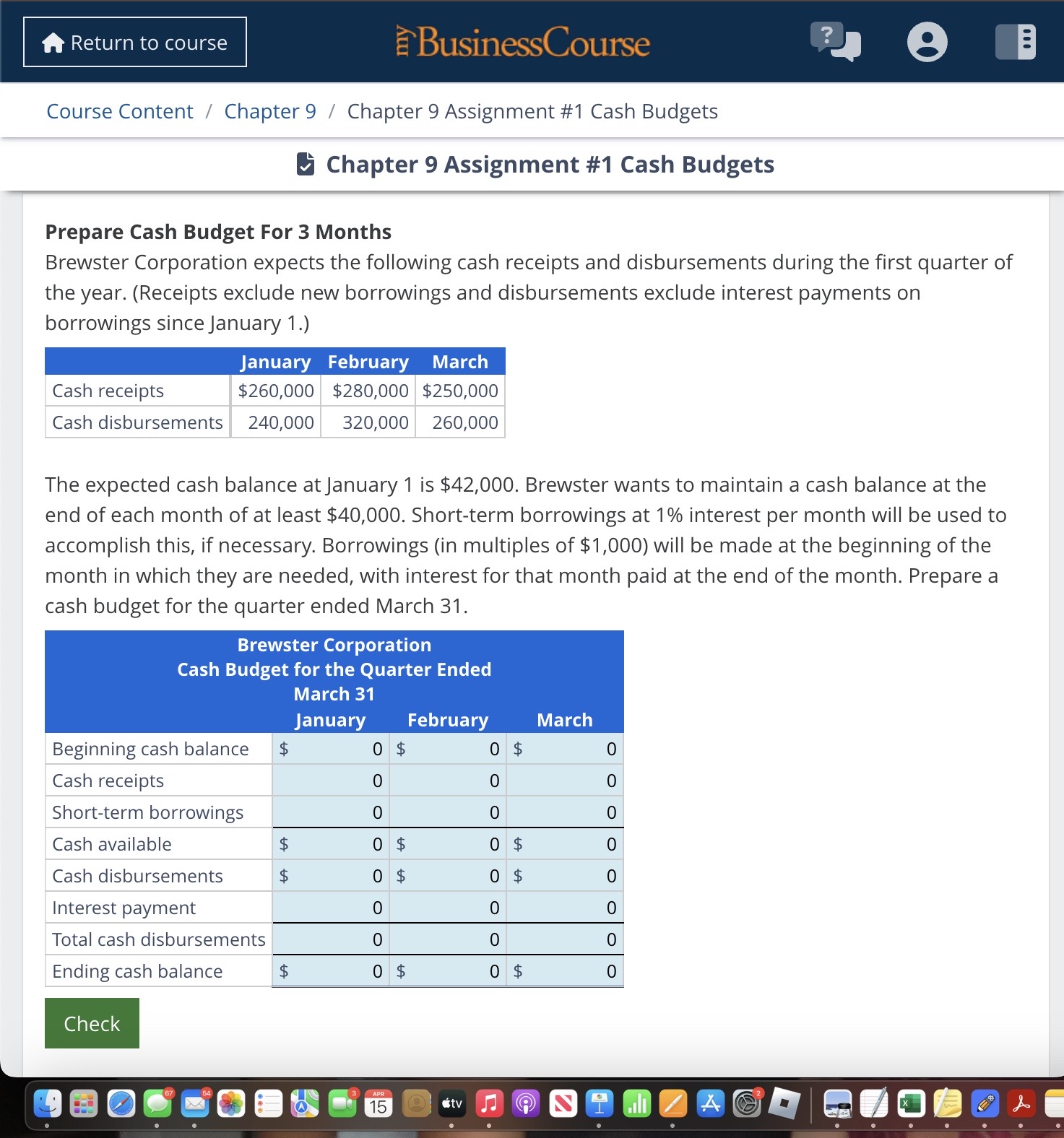 Solved Chapter 9 ﻿Assignment \#1 ﻿Cash Budgets Prepare Cash | Chegg.com