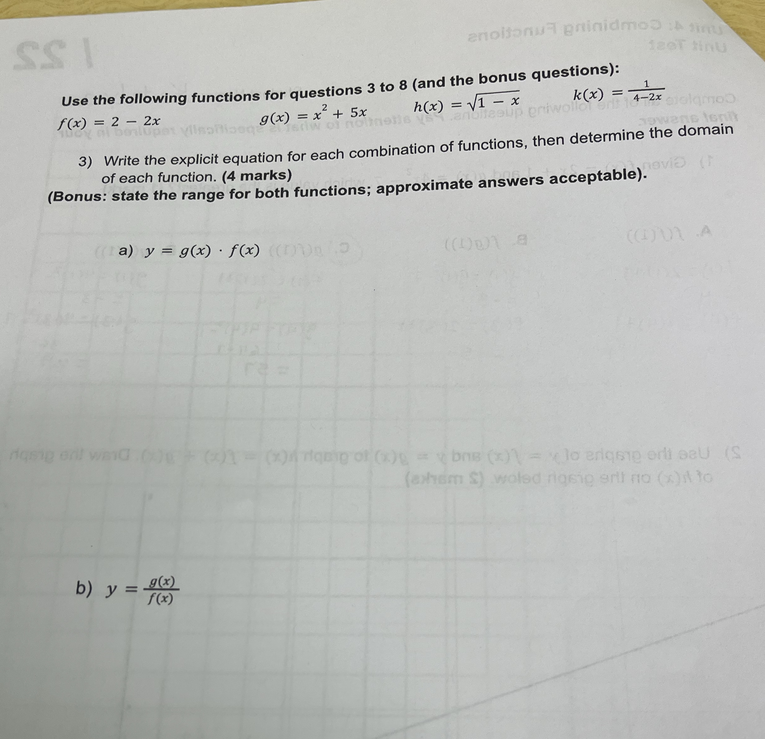 Solved Use the following functions for questions 3 ﻿to | Chegg.com