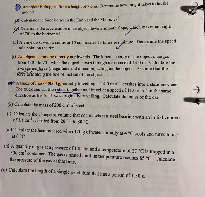 Solved An object is dropped from a height of 7.5 m. | Chegg.com