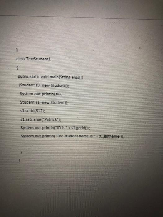 Solved class Student private int id; private String name | Chegg.com