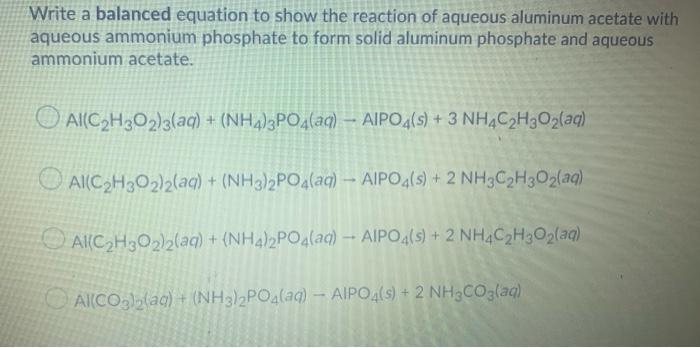 Solved Write a balanced equation to show the reaction of | Chegg.com