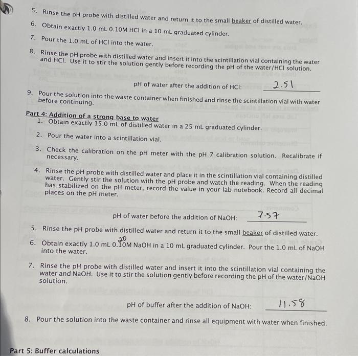 Solved Part 1: Addition of a strong acid to a buffer | Chegg.com