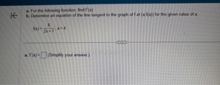 Solved a. For the following function, find f′(a). b. | Chegg.com