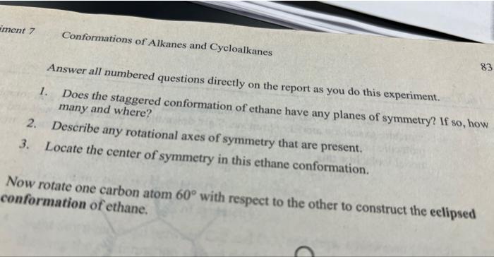 Solved Conformations of Alkanes and Cycloalkanes Answer all | Chegg.com