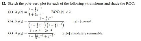 Solved 12. Sketch the pole-zero plot for each of the | Chegg.com