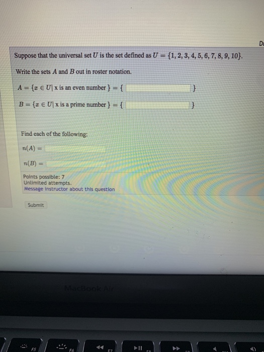 Solved Du Suppose that the universal set U is the set | Chegg.com Solved Du Suppose that the universal set U is the set | Chegg.com