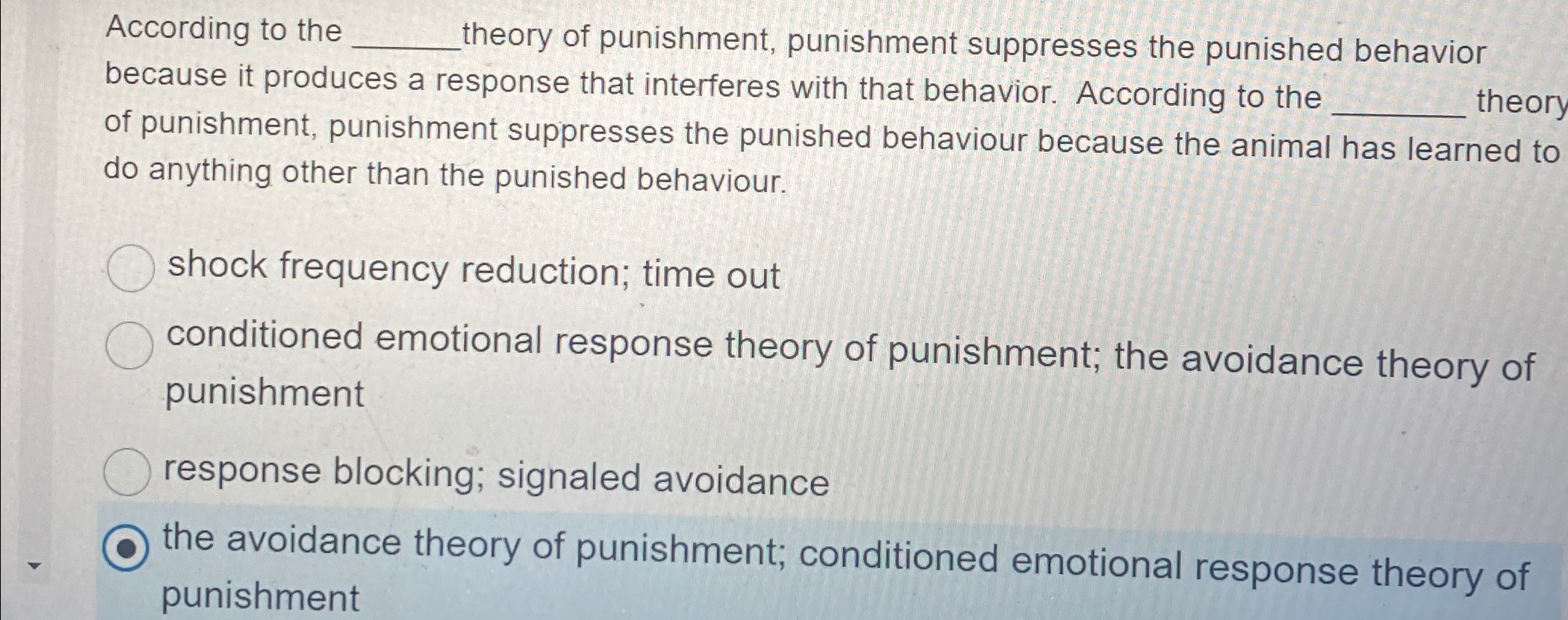 Solved According to the q, ﻿heory of punishment, punishment | Chegg.com