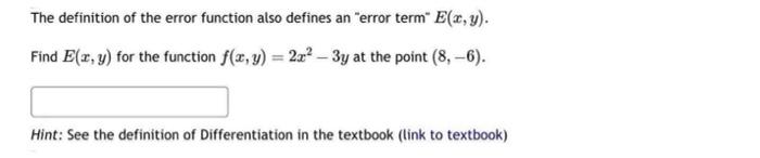 Solved The definition of the error function also defines an | Chegg.com