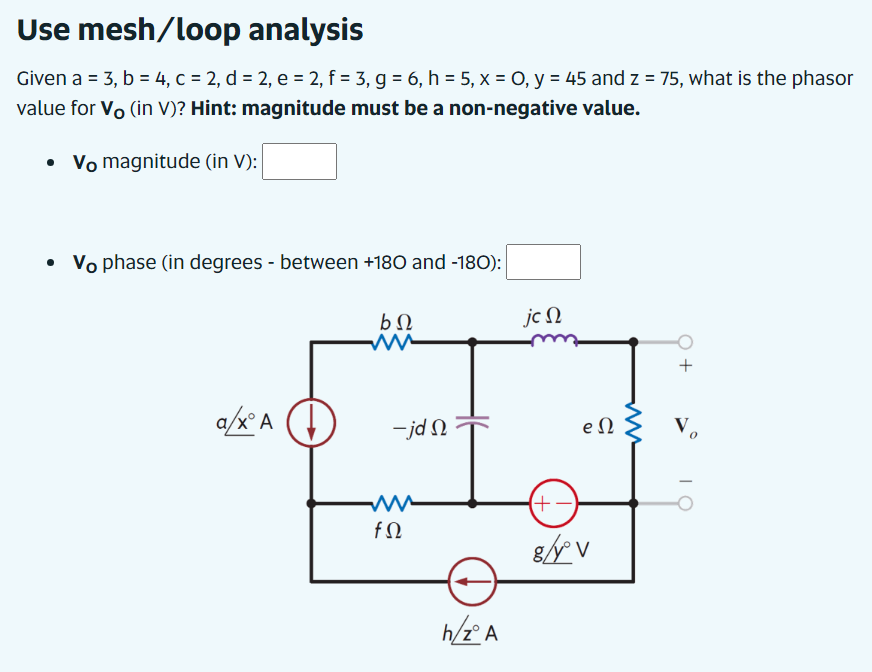 Solved Use mesh/loop analysisGiven | Chegg.com