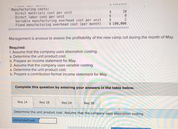 Solved Problem 7-20 Variable and Absorption Costing Unit | Chegg.com