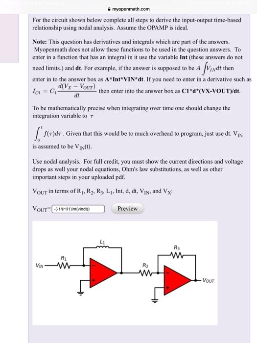 Solved myopenmath.com For the circuit shown below complete | Chegg.com