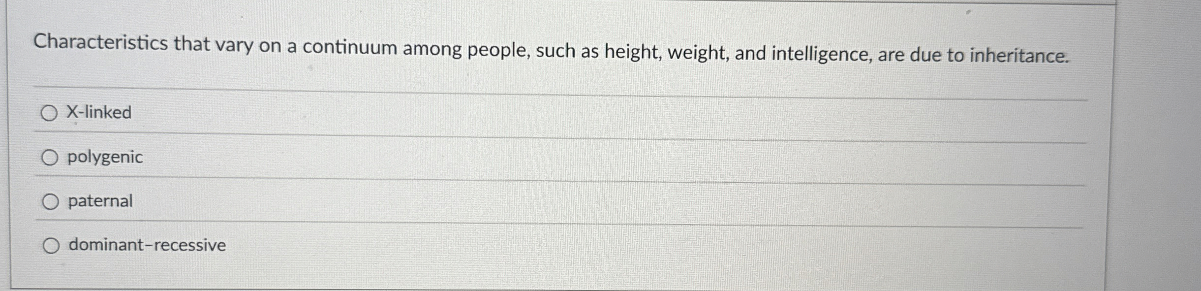 Solved Characteristics that vary on a continum among people, | Chegg.com