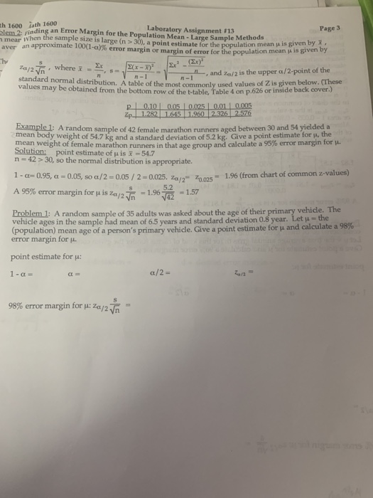 Solved Math 1600 Laboratory Assignment + 13 Name Estimating | Chegg.com