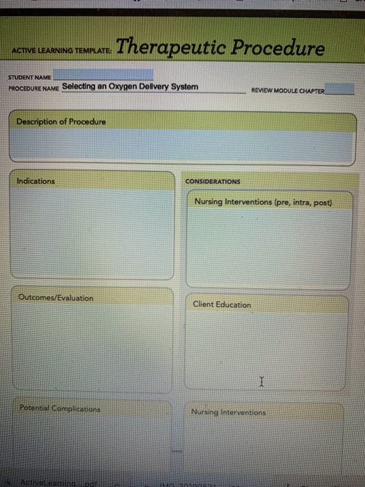 Solved ACTIVE LEARNING TEMPLATE Therapeutic Procedure | Chegg.com