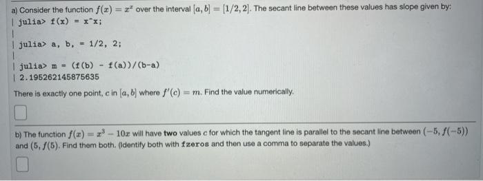 Solved Calc Lab, Julia calculator. stuck on hw question a) | Chegg.com