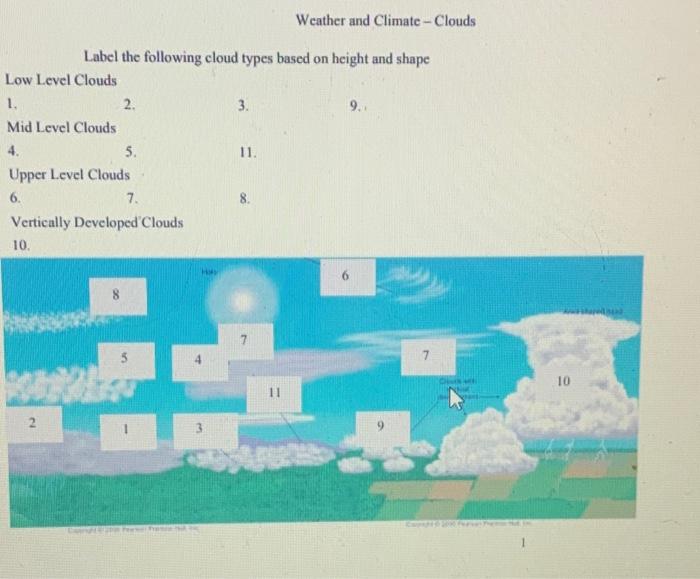 Solved Weather and Climate - Clouds Label the following | Chegg.com