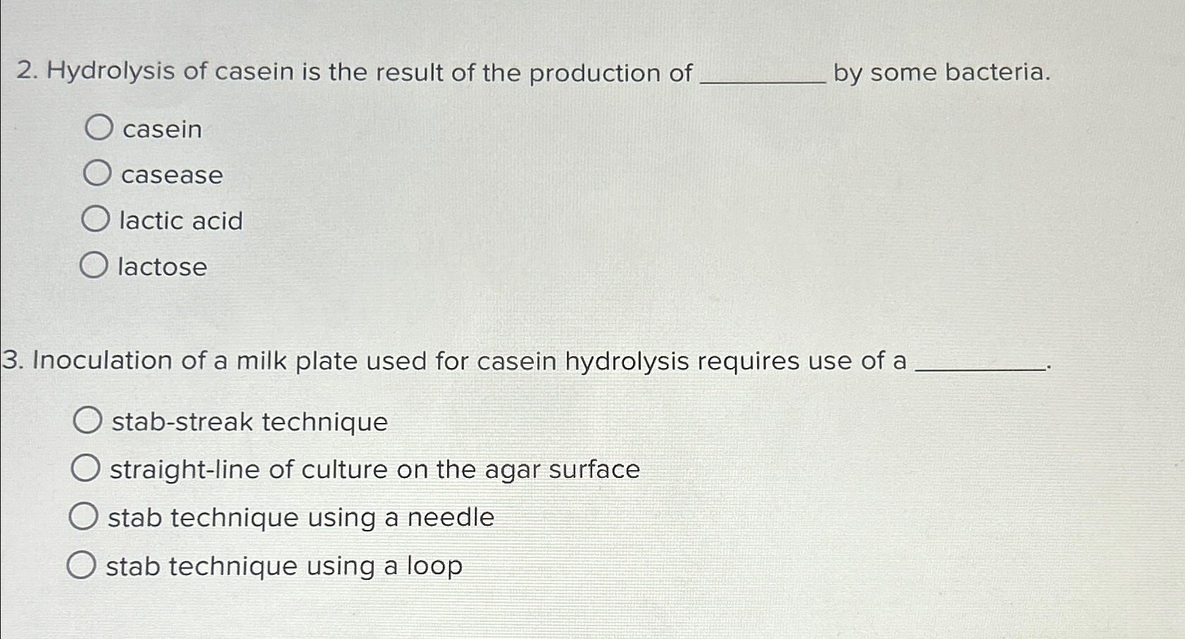 Solved Hydrolysis of casein is the result of the production | Chegg.com