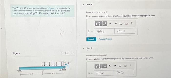 Solved The W14 x 43 simply supported beam (Figure 1) is made | Chegg.com