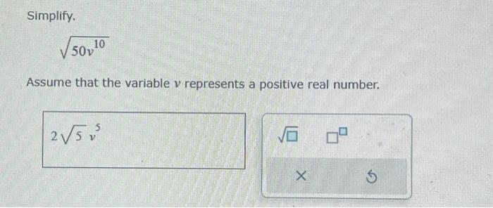 Solved Simplify. √50, 10 Assume that the variable y | Chegg.com