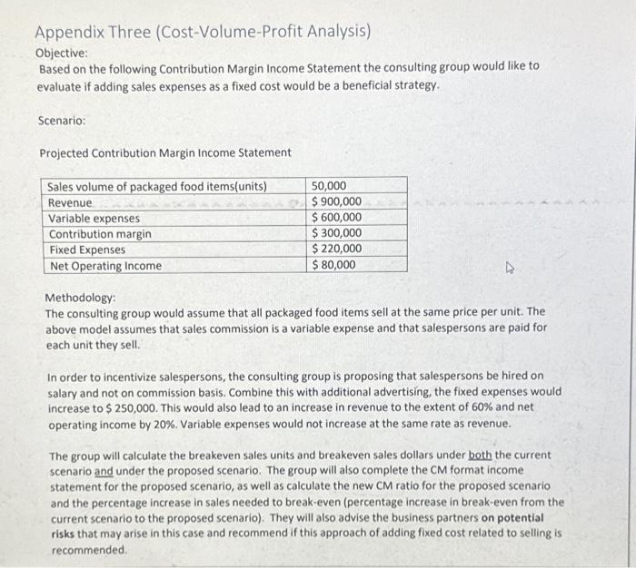 Solved Appendix Three (Cost-Volume-Profit Analysis) | Chegg.com