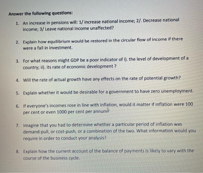 Solved 1. An increase in pensions will: 1 / increase | Chegg.com
