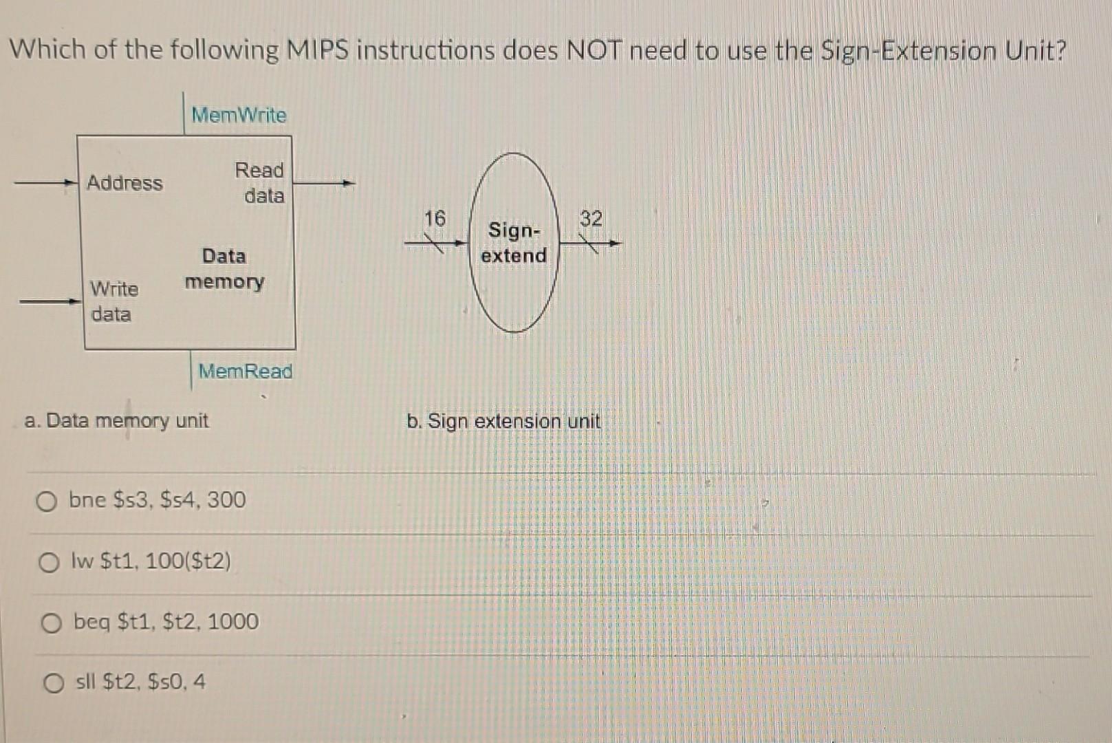 Solved Which of the following MIPS instructions does NOT | Chegg.com