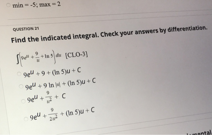 Solved min=-5; max = 2 QUESTION 21 Find the indicated | Chegg.com