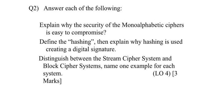 Solved 2) Answer each of the following: Explain why the | Chegg.com