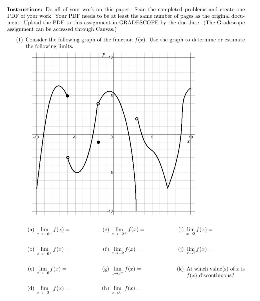 Solved Instructions: Do all of your work on this paper. Scan | Chegg.com