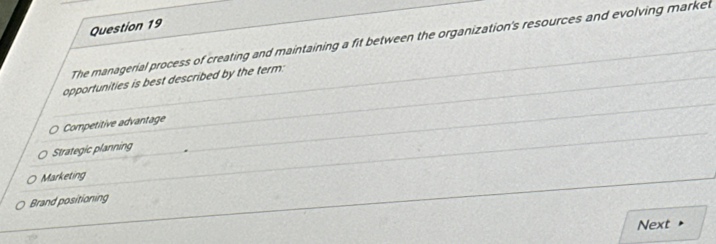 Solved Question 19The managerial process of creating and | Chegg.com