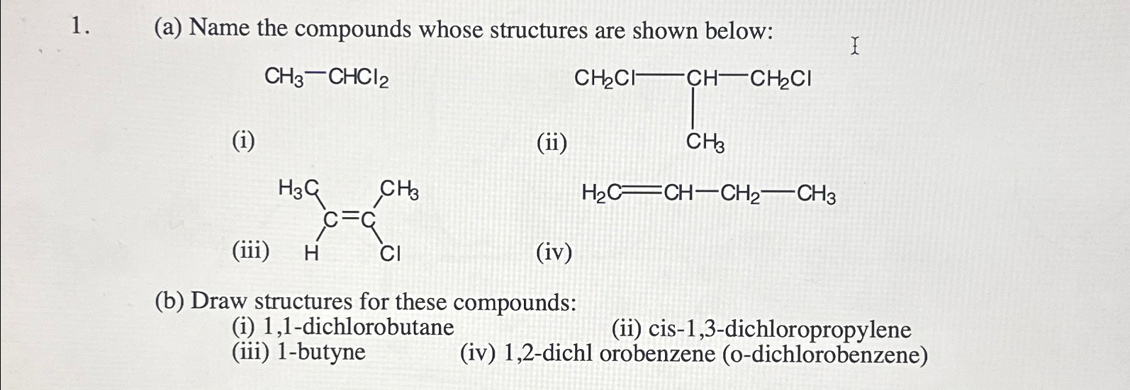 (a) ﻿Name the compounds whose structures are shown | Chegg.com