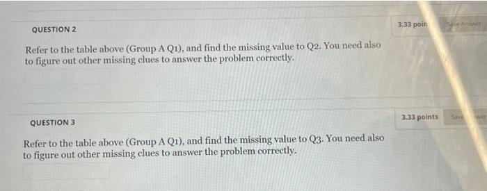 Solved Refer to the table below, and find the missing value | Chegg.com