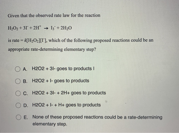 Solved Given that the observed rate law for the reaction | Chegg.com