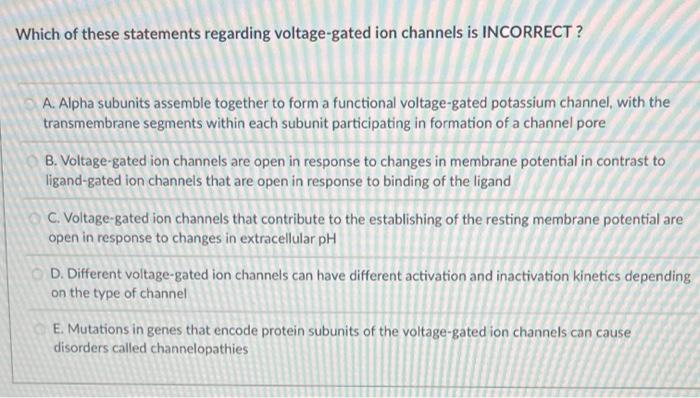 Solved Which of these statements regarding voltage-gated ion | Chegg.com