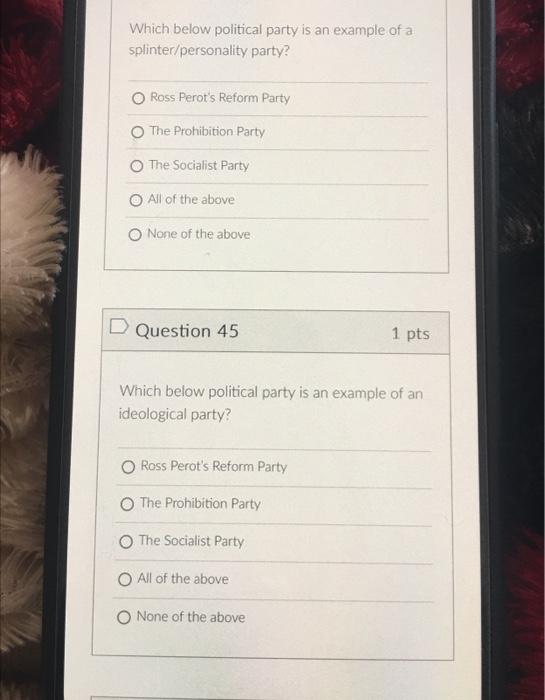 Which below political party is an example of a | Chegg.com