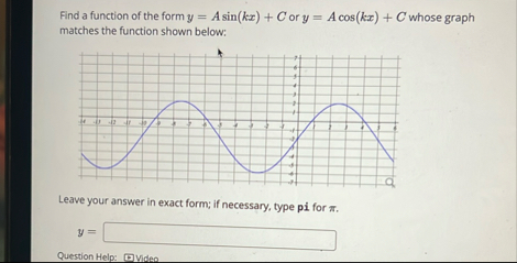 Solved Find a function of the form y=Asin(kx) C ﻿or | Chegg.com