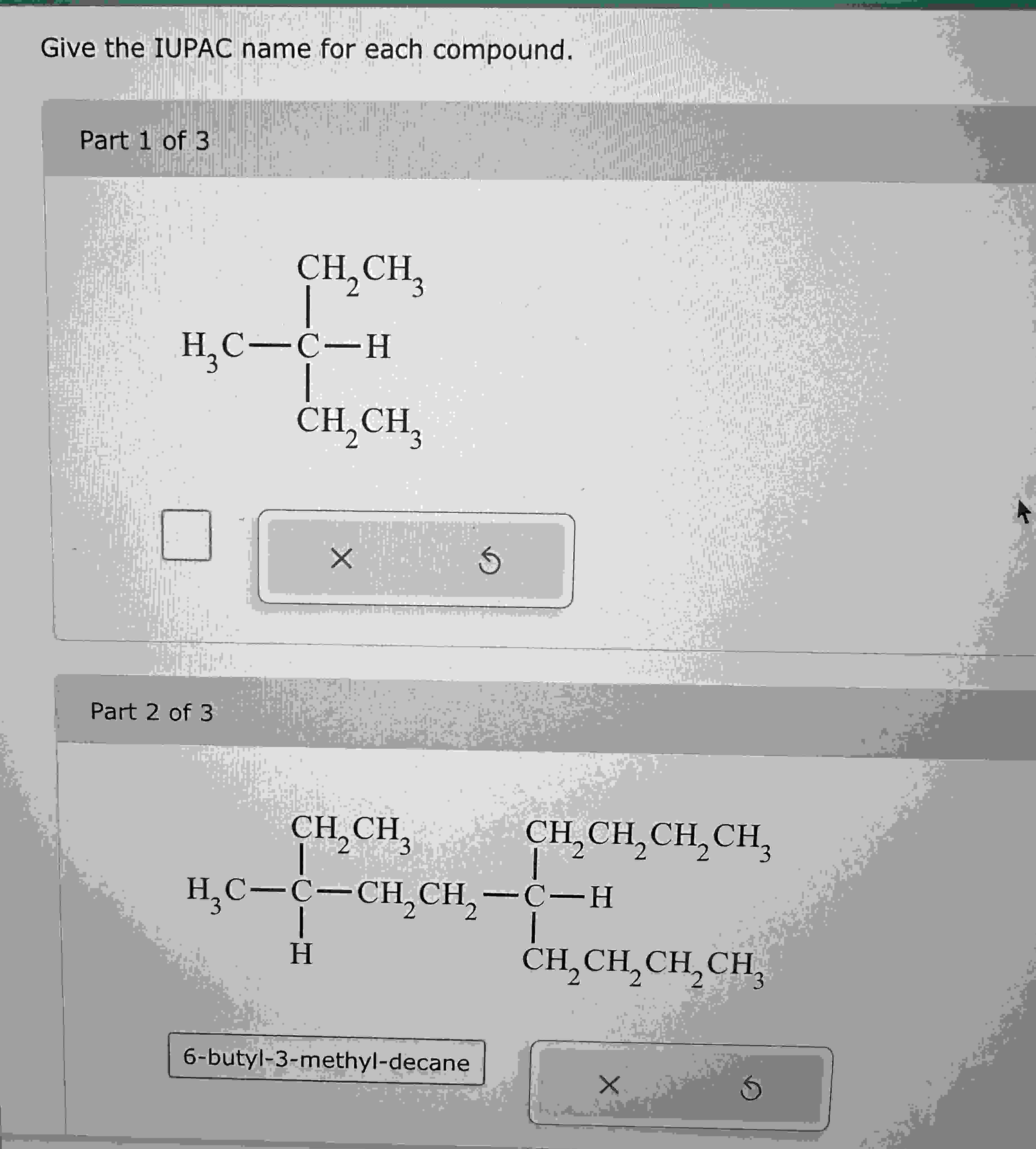 Give the IUPAC name for each compound.Part 1 ﻿of | Chegg.com
