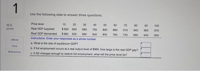 Solved 1 12.5 points eBook Print References Use the | Chegg.com