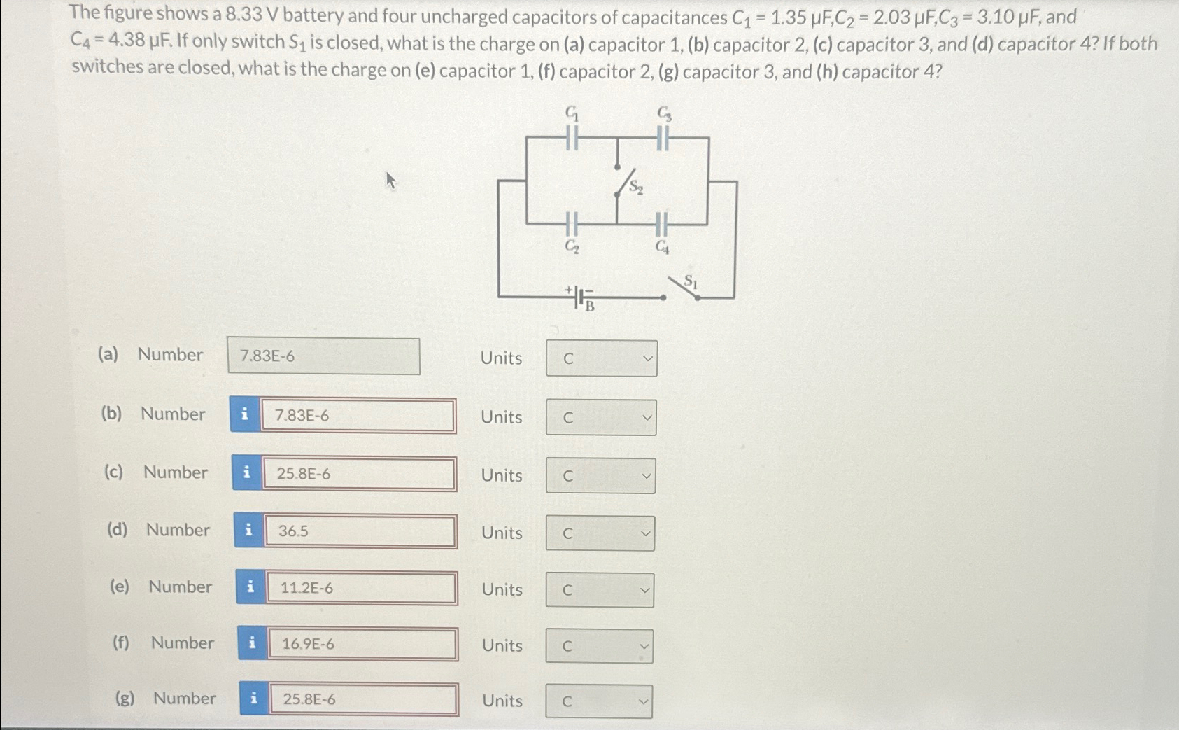 Solved The figure shows a 8.33V ﻿battery and four uncharged | Chegg.com