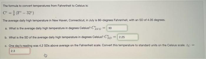 Solved The formula to convert temperatures from Fahrenheit | Chegg.com
