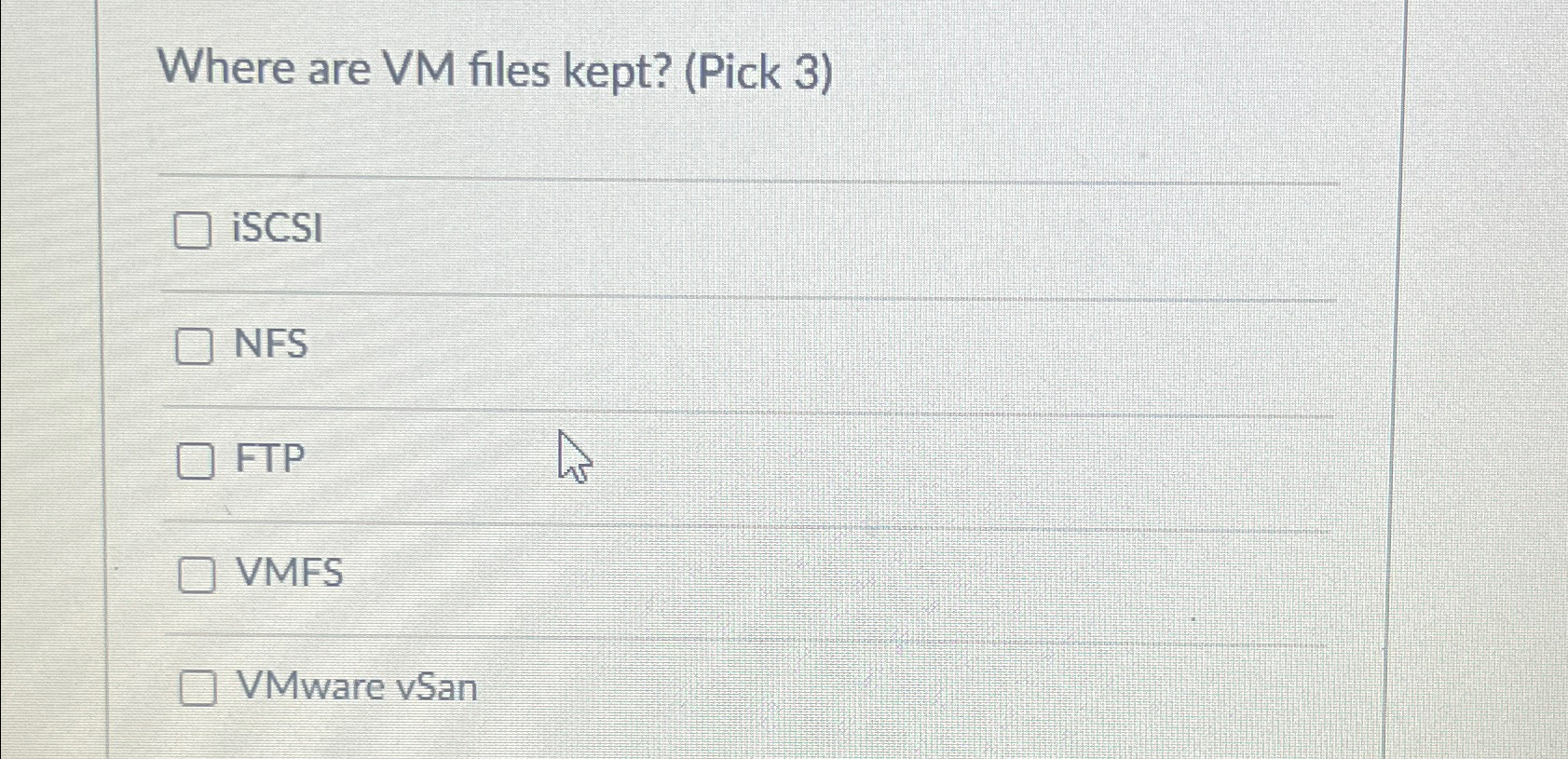 Solved Where are VM files kept? (Pick | Chegg.com