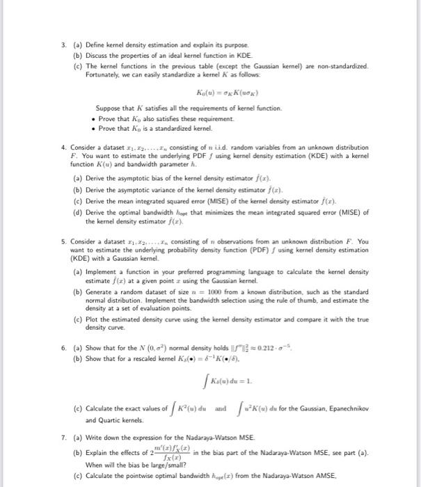 Solved 3. (a) Define kernel density estimation and explain | Chegg.com