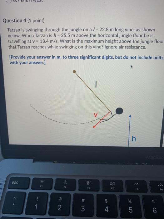 Solved Question 4 (1 point) Tarzan is swinging through the | Chegg.com