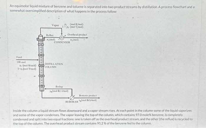 Solved An equimolar liquid mixture of benzene and toluene is | Chegg.com