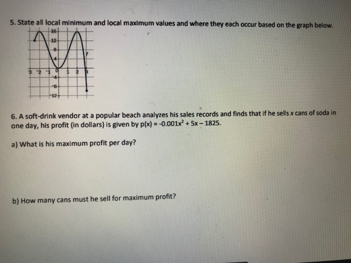 Solved 5. State all local minimum and local maximum values | Chegg.com