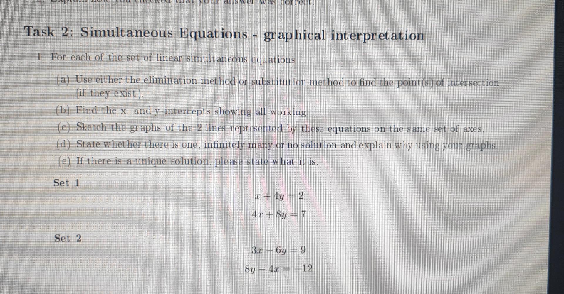 Solved Cask 2: Simultaneous Equations - graphical | Chegg.com