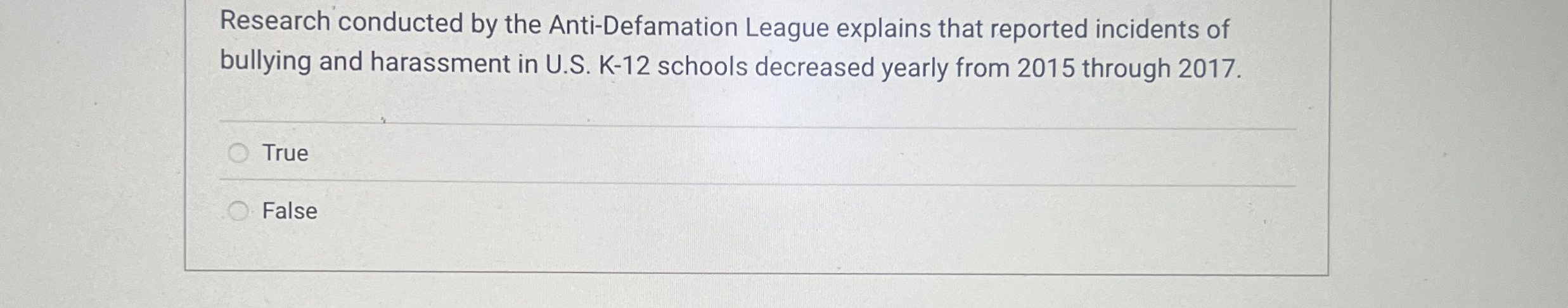 Solved Research conducted by the Anti-Defamation League | Chegg.com
