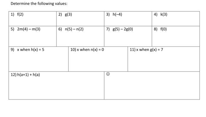 Determine the following values: | Chegg.com