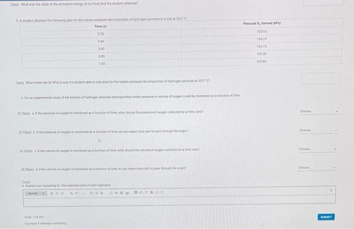 Pre-Lab Submission - Kinetics (10pts) A Kinetic | Chegg.com